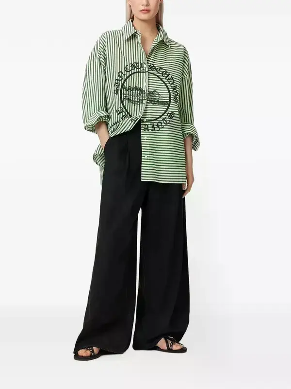 ALLSAINTS Adrianne Striped Shirt With Graphic Print - Green