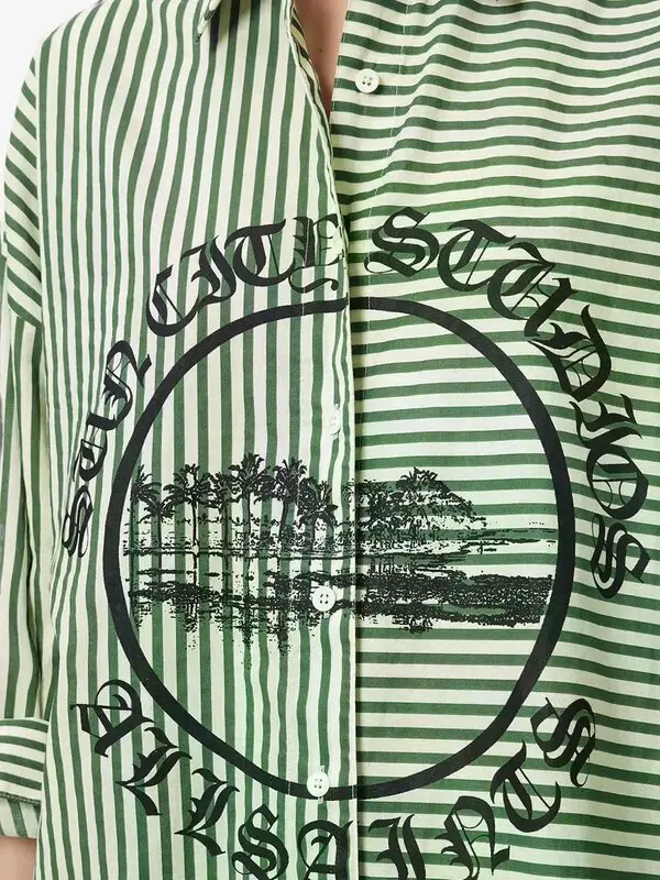 ALLSAINTS Adrianne Striped Shirt With Graphic Print - Green