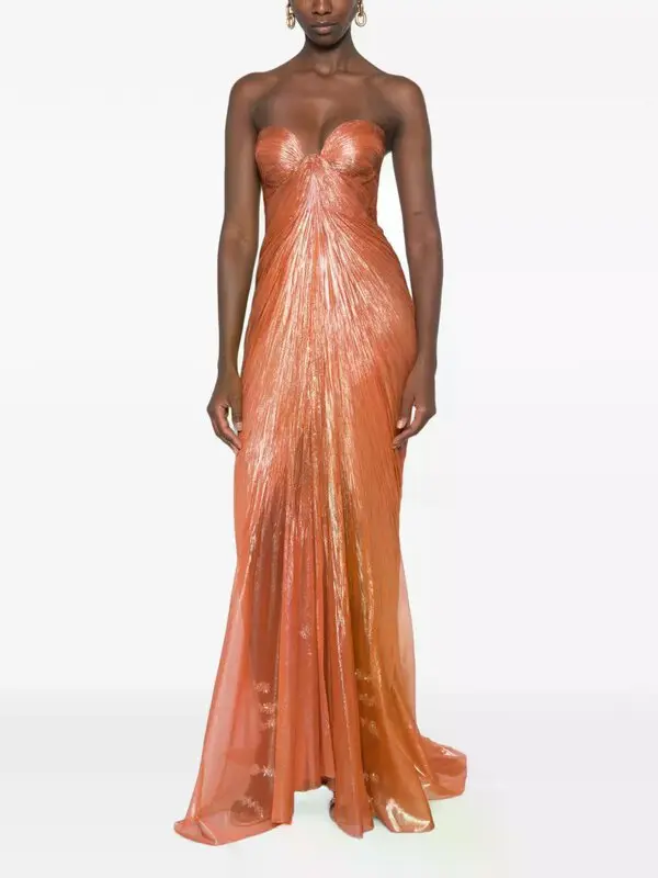 MARIA LUCIA HOHAN Salima Pleated Maxi Dress - Orange
