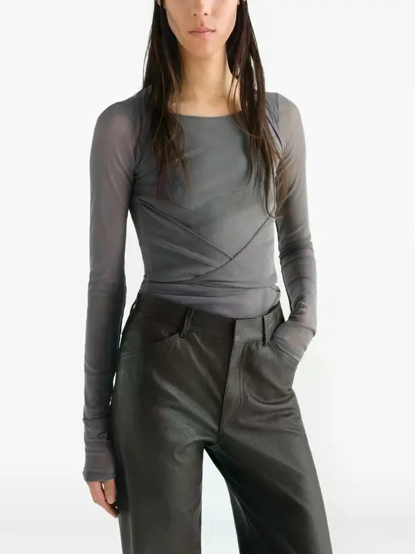 LEMAIRE Ballerina Wrap Top In Mesh Jersey - Grey