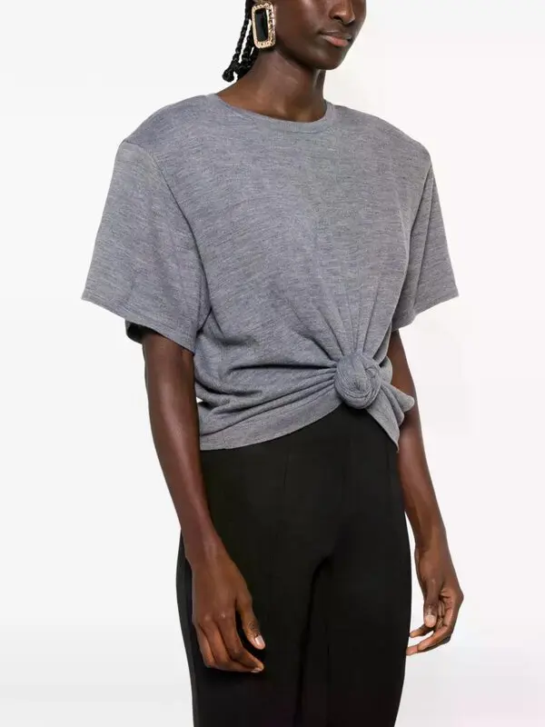 Magda Butrym Knotted Cropped T-shirt - Grey