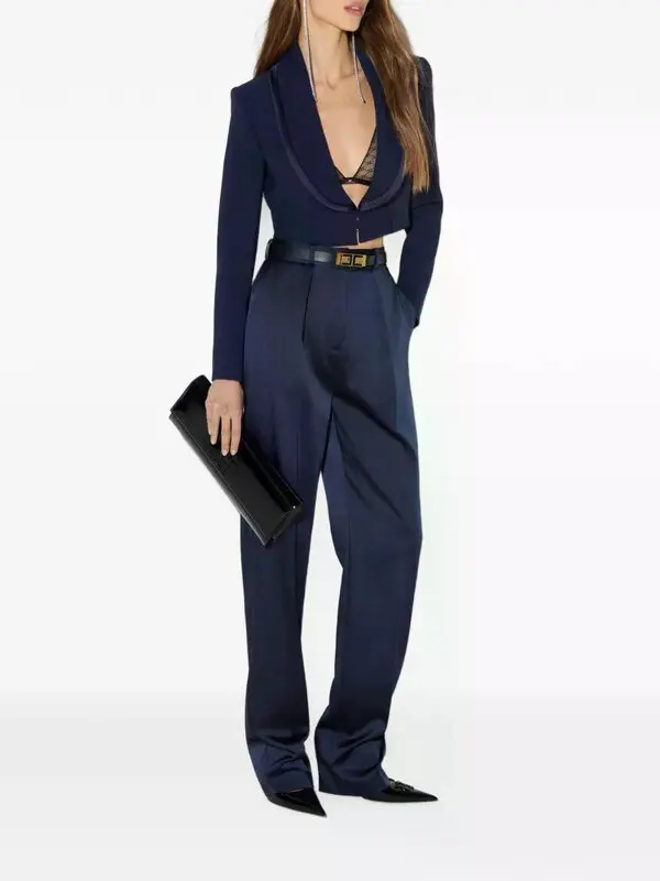Elisabetta Franchi Jacket Made Of Lightweight Crêpe And Satin Fabrics With Peplum - Blue
