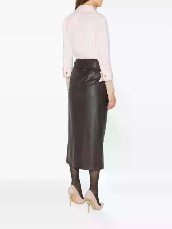 Elisabetta Franchi Midi Skirt With Sash Belt - Brown