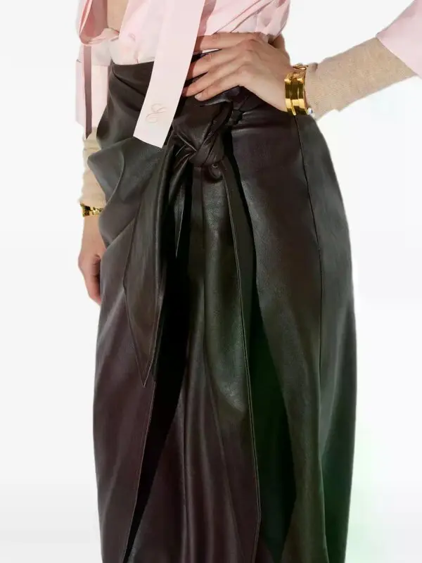 Elisabetta Franchi Midi Skirt With Sash Belt - Brown