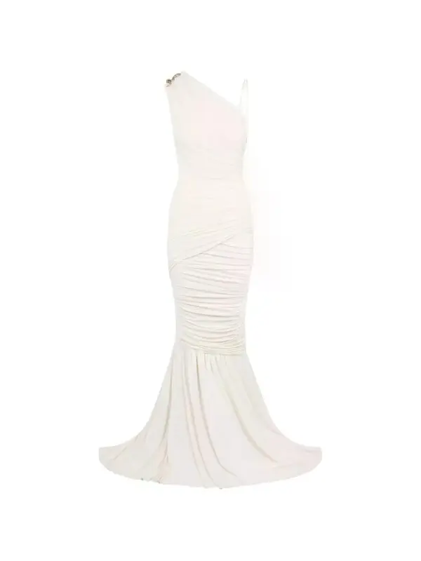 Roberto Cavalli One-shoulder Ruched Maxi Dress - White