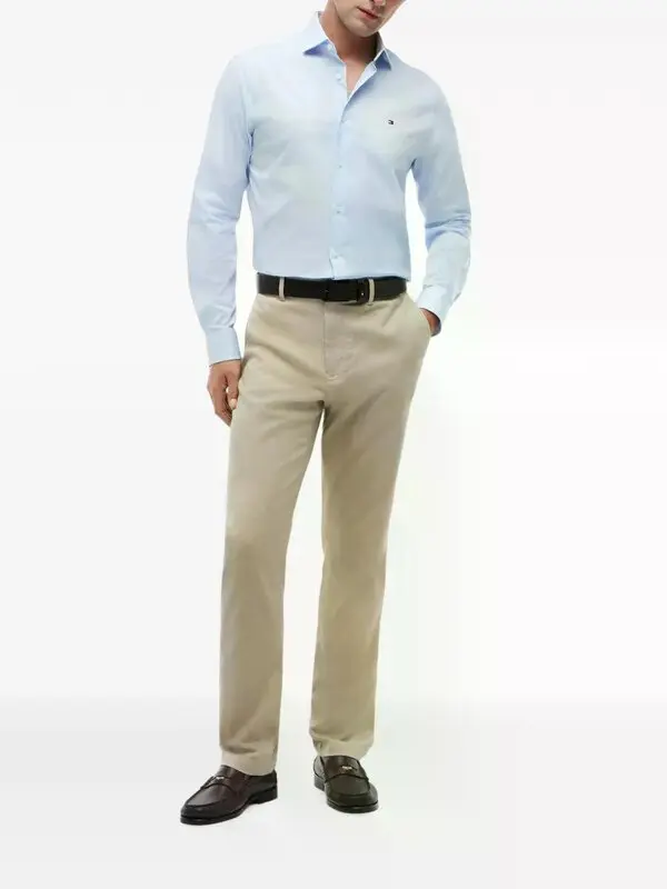 Tommy Hilfiger Logo-patch Textured Trousers - Neutrals