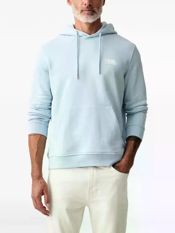 Karl Lagerfeld Logo Print Drawstring Hoodie - Blue