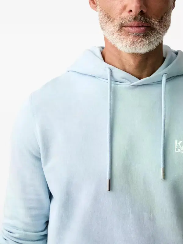 Karl Lagerfeld Logo Print Drawstring Hoodie - Blue