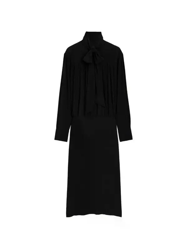 AMI Paris Midi Lavallière Silk-blend Dress - Black