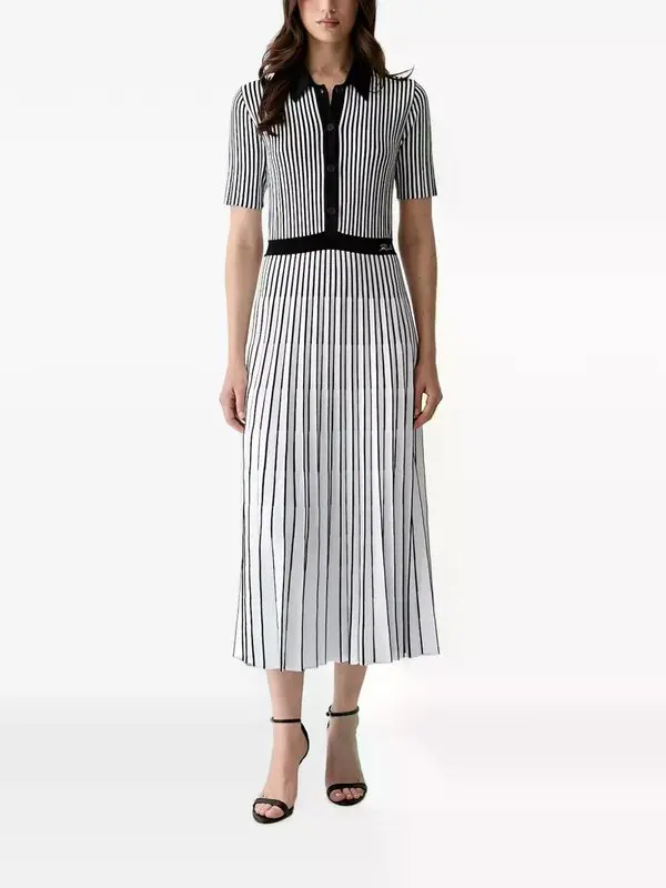 Karl Lagerfeld Striped Pleated Midi Dress