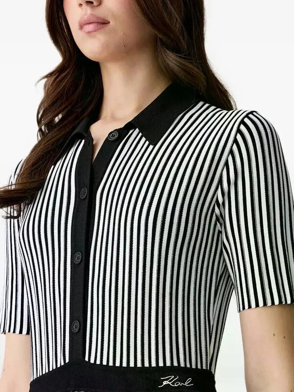Karl Lagerfeld Striped Pleated Midi Dress