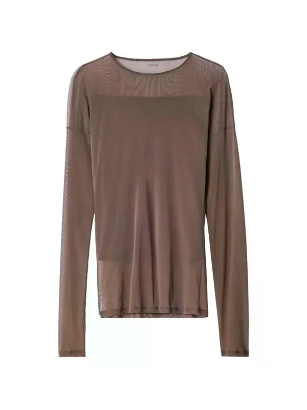 LEMAIRE Long-sleeve Ballerina-style Top In Mesh Jersey - Brown