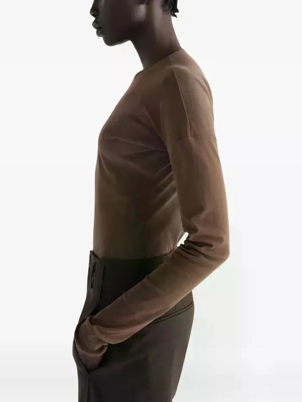 LEMAIRE Long-sleeve Mesh Jersey Ballerina Top - Brown