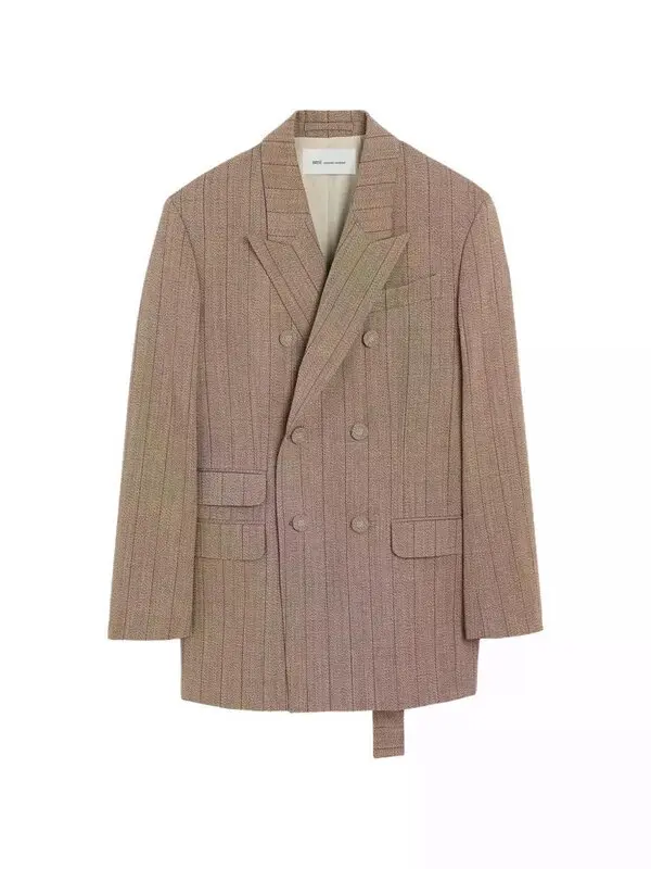 AMI Paris Double-breasted Striped Wool Blazer