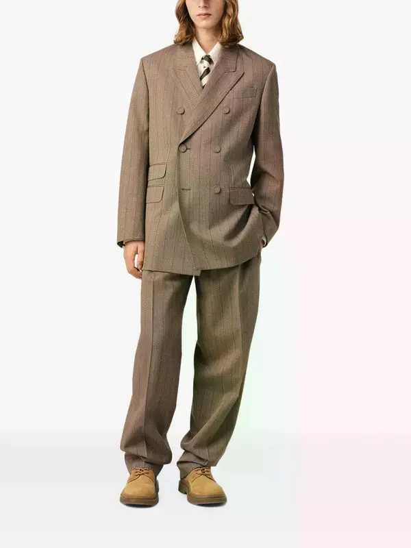 AMI Paris Double-breasted Striped Wool Blazer