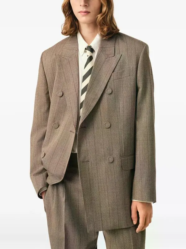 AMI Paris Double-breasted Striped Wool Blazer
