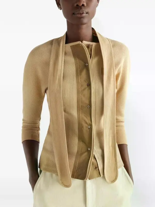 LEMAIRE Ascot T-shirt In Linen And Cotton Ribbed Jersey - Neutrals