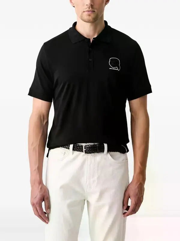 Karl Lagerfeld Logo-patch Polo Shirt - Black