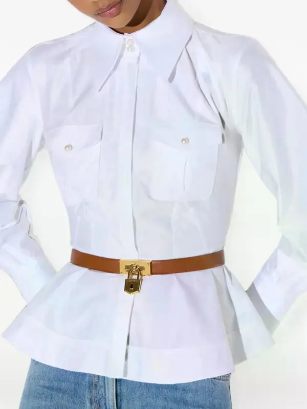 Elisabetta Franchi Cotton Poplin Shirt With Flounce