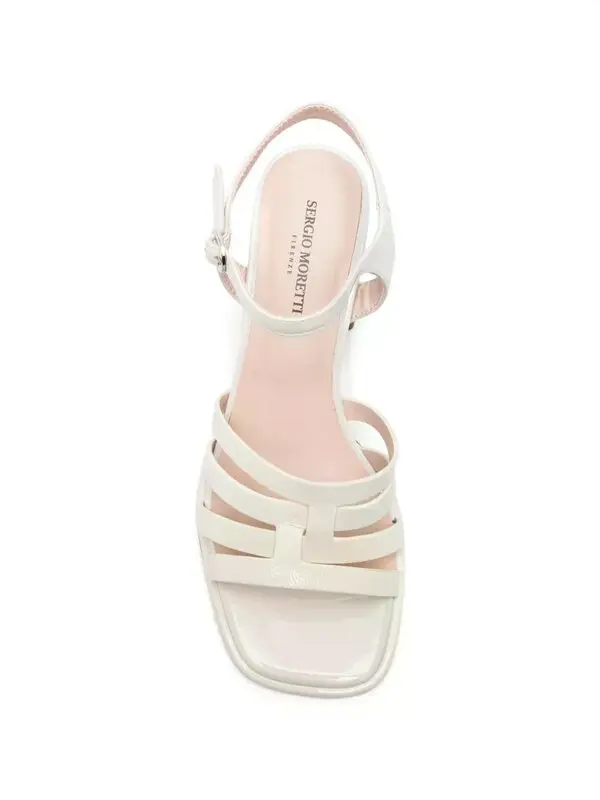 SERGIO MORETTI FIRENZE Cage-strap Block-heel Sandals - Neutrals