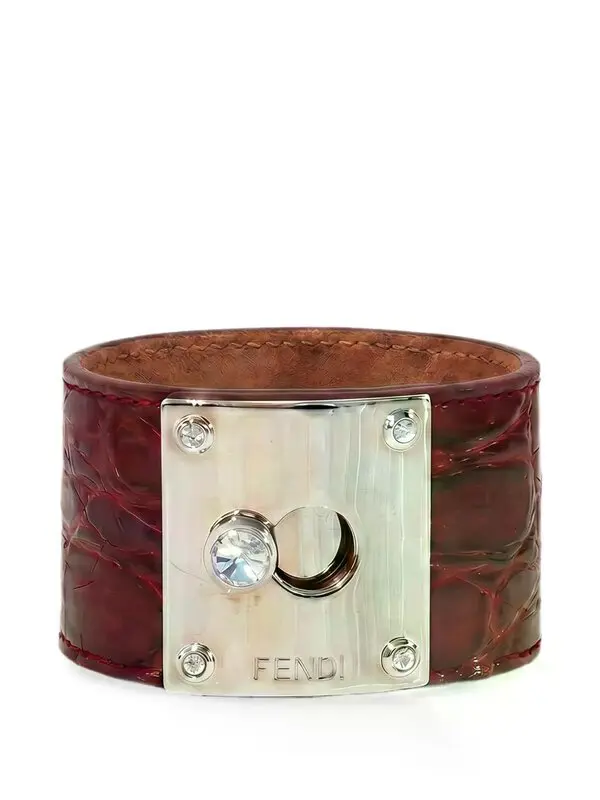 Fendi Crocodile-effect Logo-plaque Bracelet
