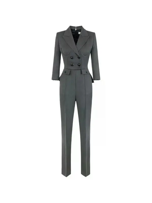 Elisabetta Franchi Cool Wool Jumpsuit - Grey