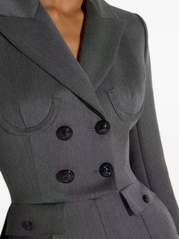 Elisabetta Franchi Cool Wool Jumpsuit With Structured Shoulders And Tailed Back