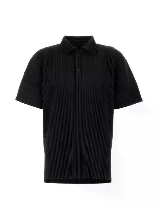 Issey Miyake Pleated Polo Shirt - Black