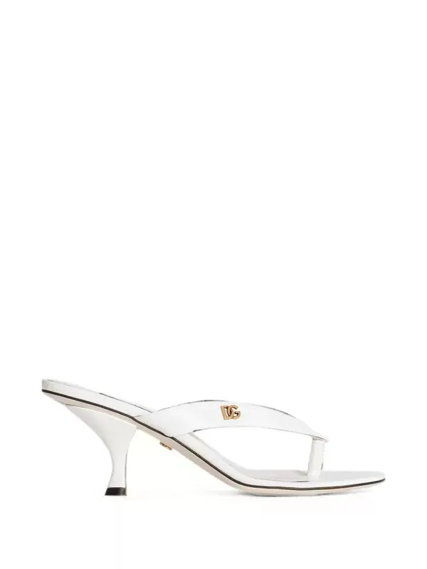 Dolce & Gabbana Patent Leather Thong Sandals - White