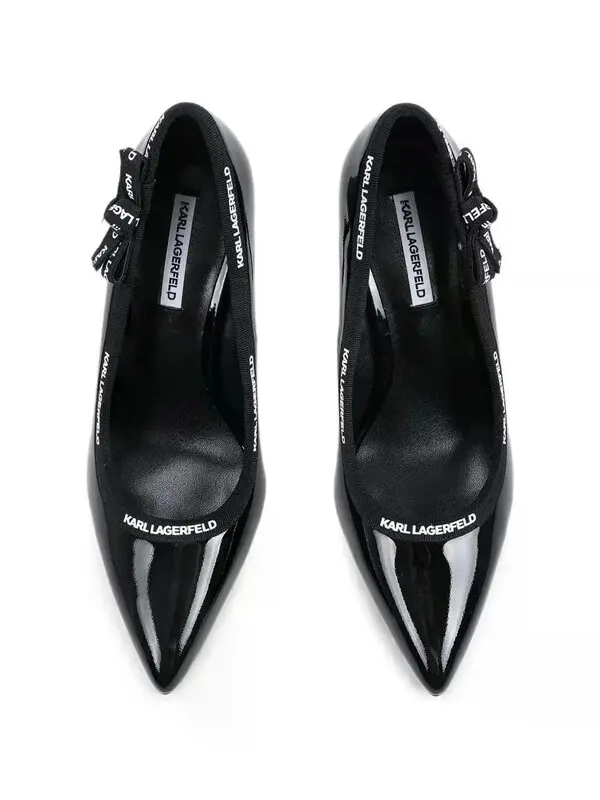 Karl Lagerfeld Patent Finish Logo Tape Pumps