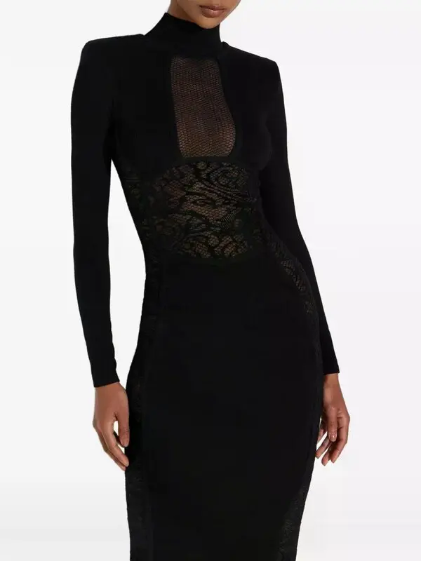 Elisabetta Franchi Lace-panelled Mesh-insert Knit Dress