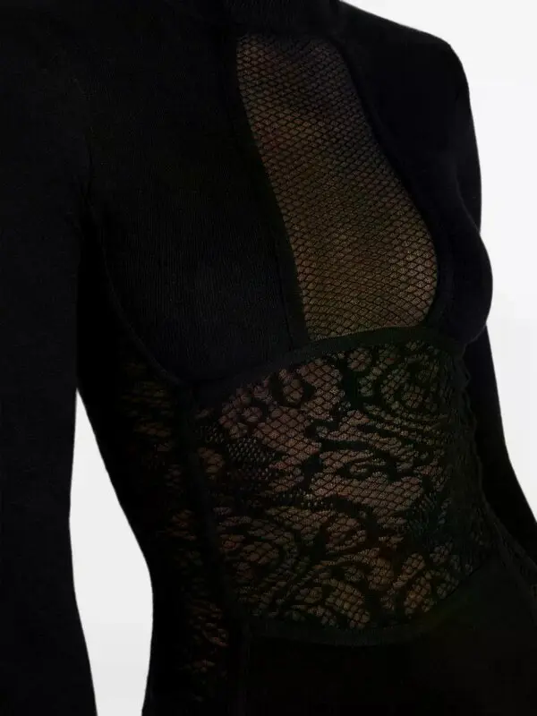Elisabetta Franchi Lace-panelled Mesh-insert Knit Dress