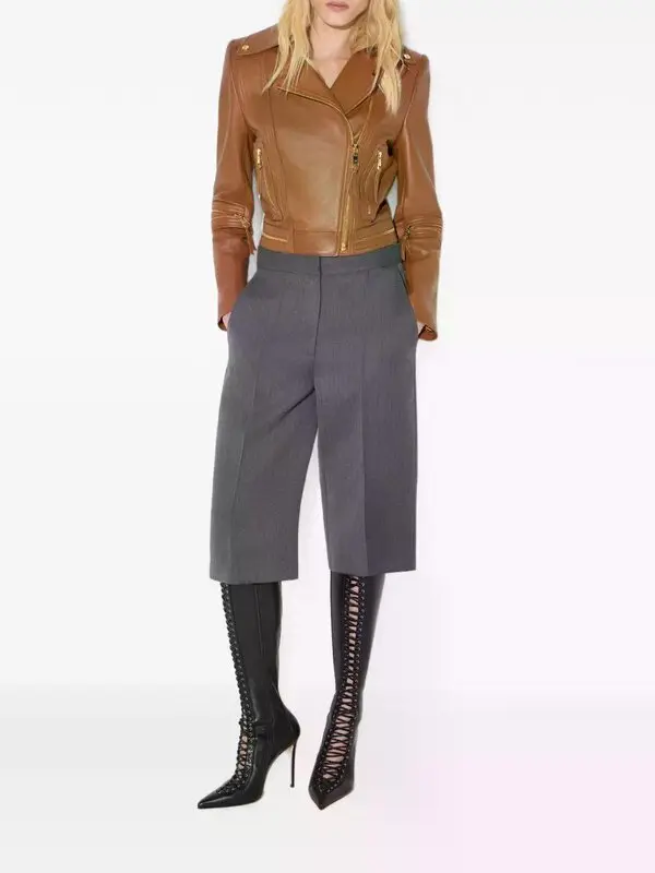 Elisabetta Franchi Leather Biker Jacket - Brown