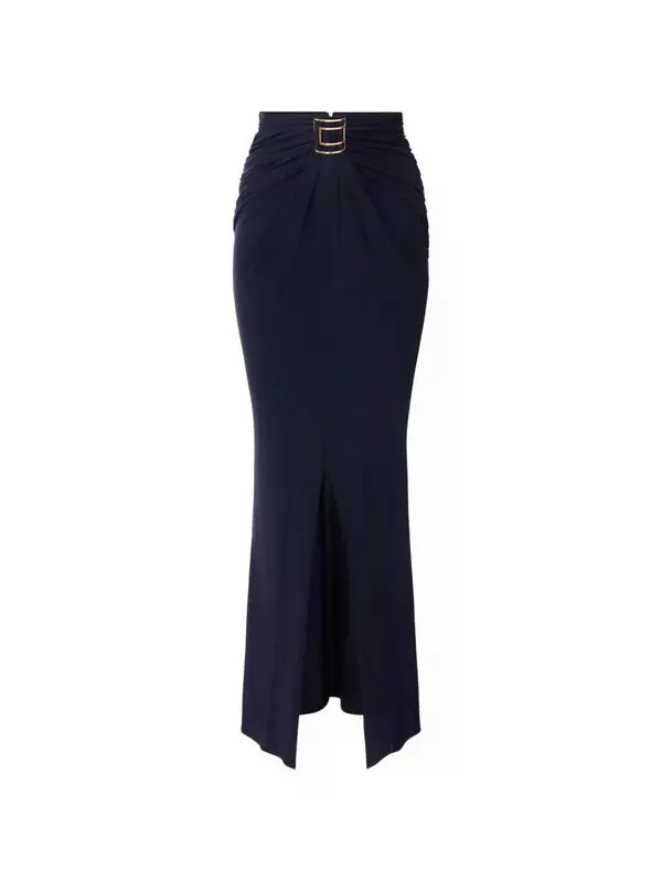 Elisabetta Franchi Skirt In Crêpe Jersey Fabric With Jewel Logo - Blue