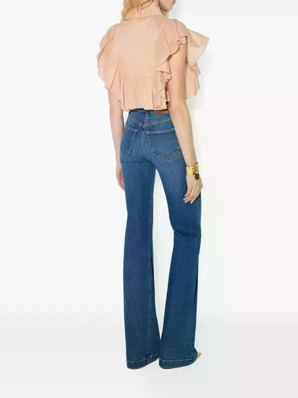 Elisabetta Franchi Palazzo Jeans With Button Detail