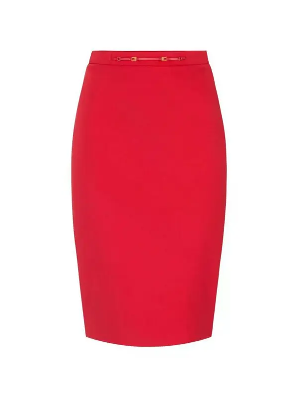 Elisabetta Franchi Skirt In Stretch Double-layer Crêpe Fabric With Jewel Detail - Red