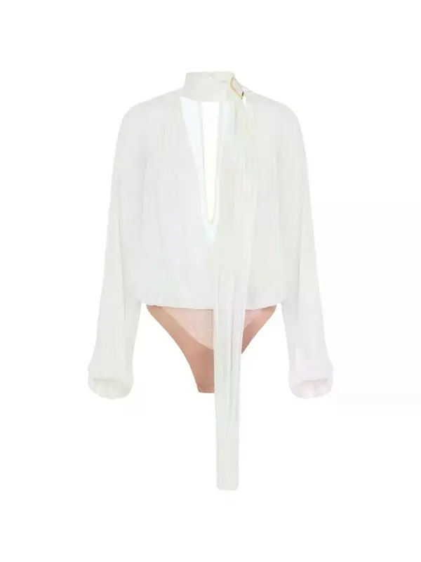 Elisabetta Franchi Bodysuit In Crepon Fabric With Sash