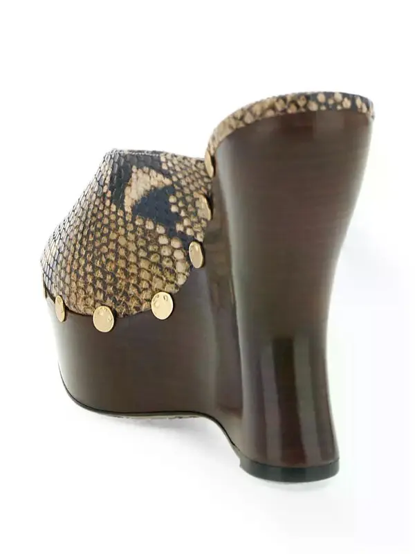Magda Butrym Snake-embossed Wedge Mules - Neutrals