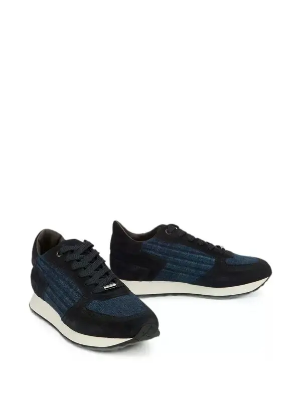 MOORER Leather Denim-insert Sneakers