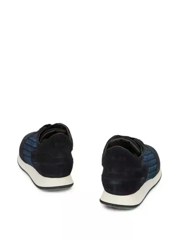 MOORER Leather Denim-insert Sneakers