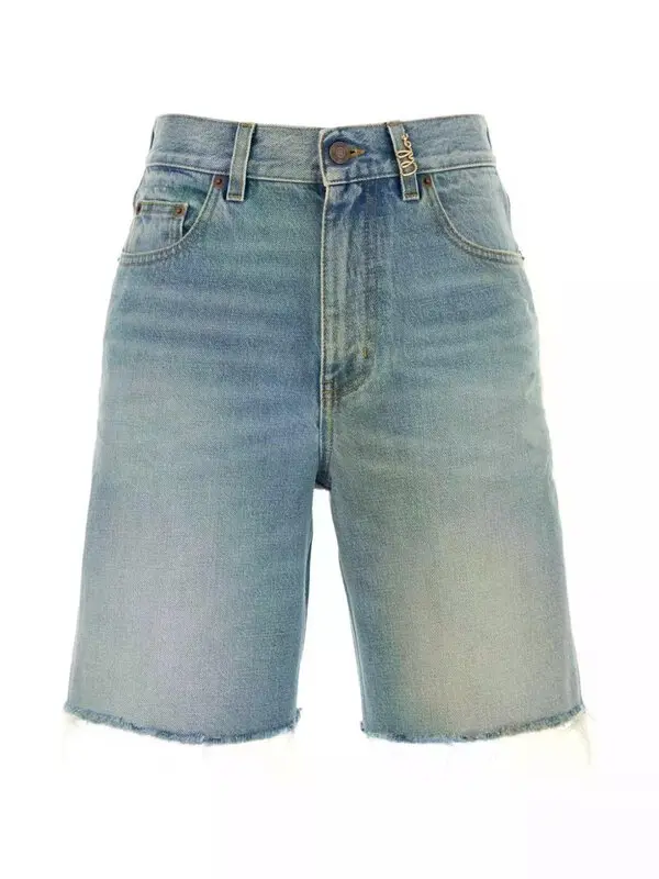 Chloé Frayed-hem Denim Shorts - Blue