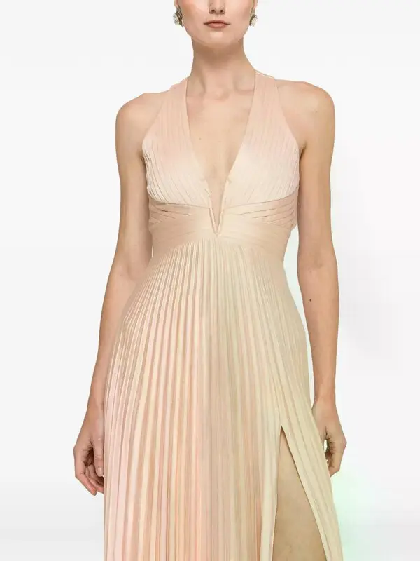 NISSA Pleated Satin Maxi Dress