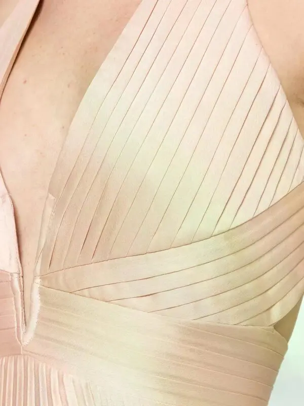 NISSA Pleated Satin Maxi Dress