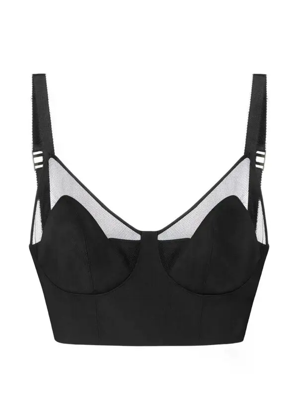 Elisabetta Franchi Cool Wool And Tulle Top - Black