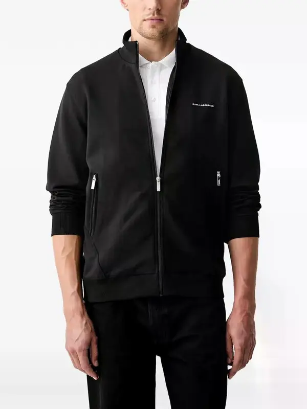 Karl Lagerfeld Logo-print Zip-up Sweatshirt - Black