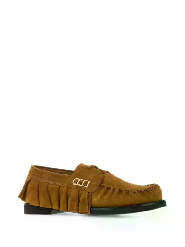 JW Anderson Ruffled Suede Boat Shoes