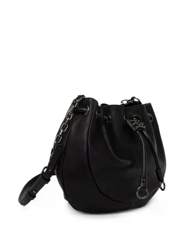 Karl Lagerfeld Logo Plaque Drawstring Bucket Bag