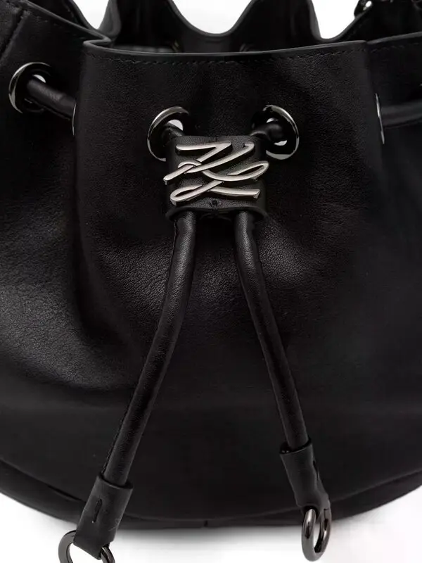 Karl Lagerfeld Logo Plaque Drawstring Bucket Bag