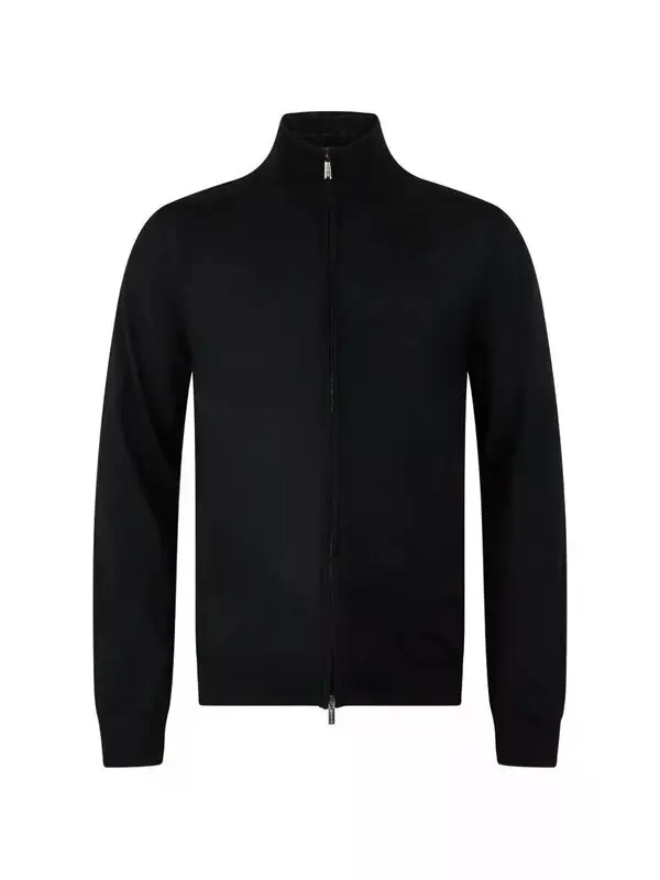 MOORER High-neck Zip-up Cardigan - Black