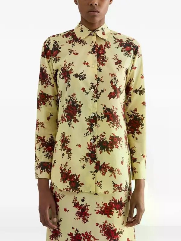 JIL SANDER Floral-print Cotton Muslin Shirt